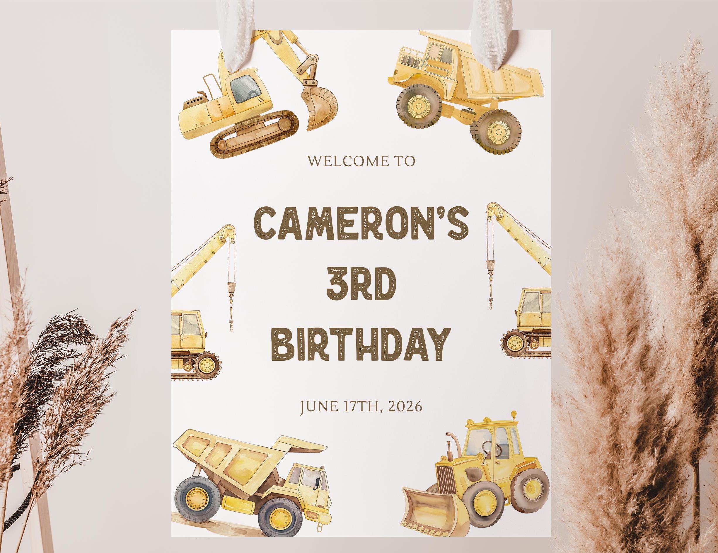 Construction Birthday Welcome Sign Construction Bday Sign Construction ...