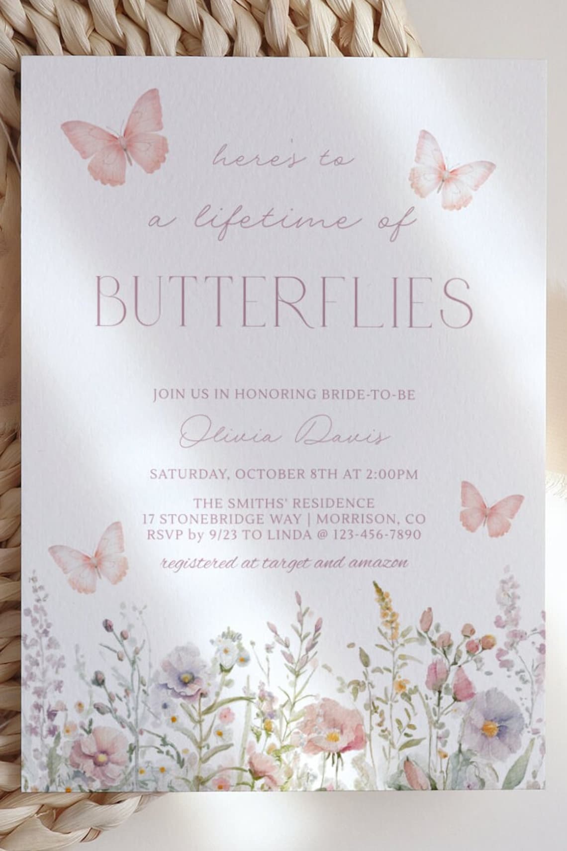 A Lifetime of Butterflies Bridal Shower Invitation Butterfly Bridal ...