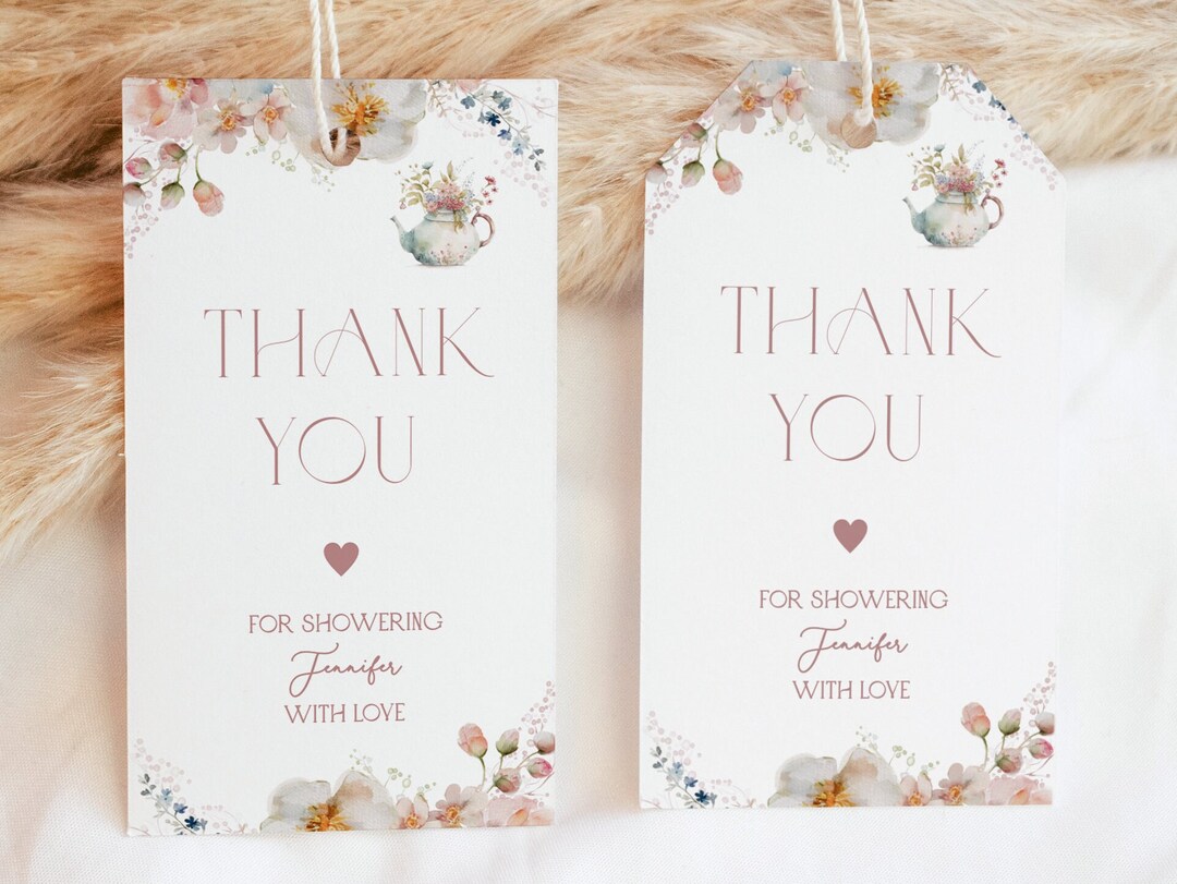Floral Tea Party Favor Tag Template Baby Shower Party Favor Tag Tea ...
