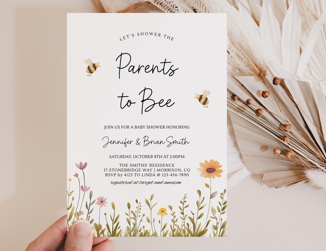 Parents to Bee Baby Shower Invitation Bee Baby Shower Invite Couples ...