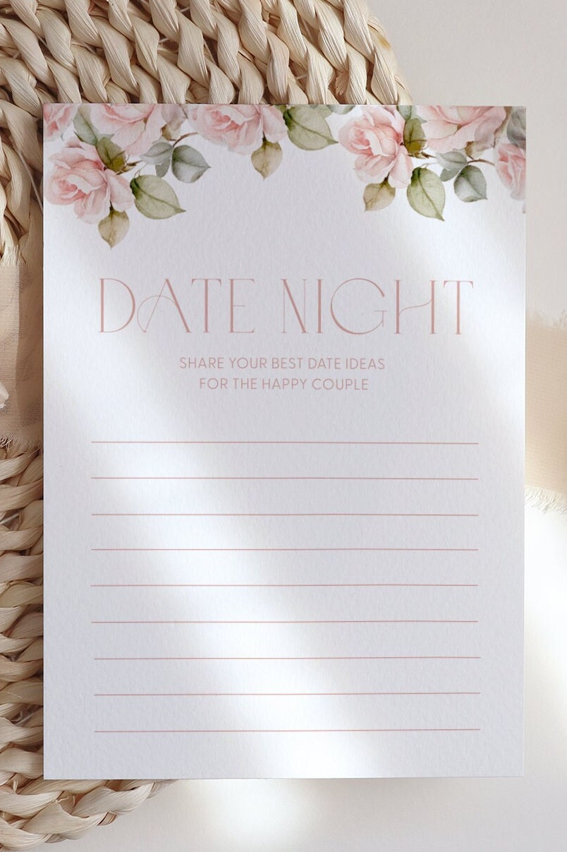 Dusty Pink Rose Date Night Ideas Card Pink Roses Date Night Ideas ...