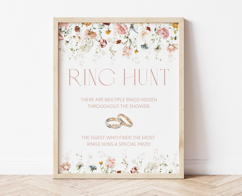 Chic Floral Ring Hunt Bridal Shower Game Template Ring Hunt Game Bridal ...
