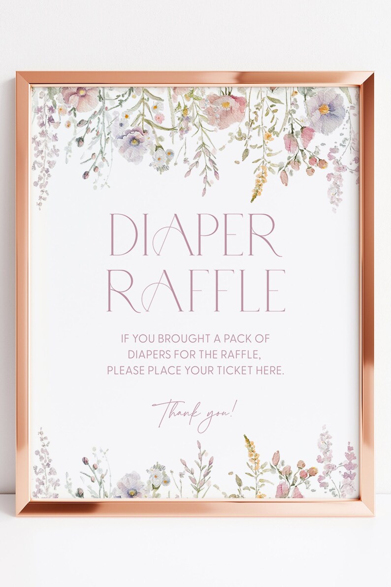 Boho Wildflower Diaper Raffle Game Wildflower Baby Shower Diaper Raffle ...