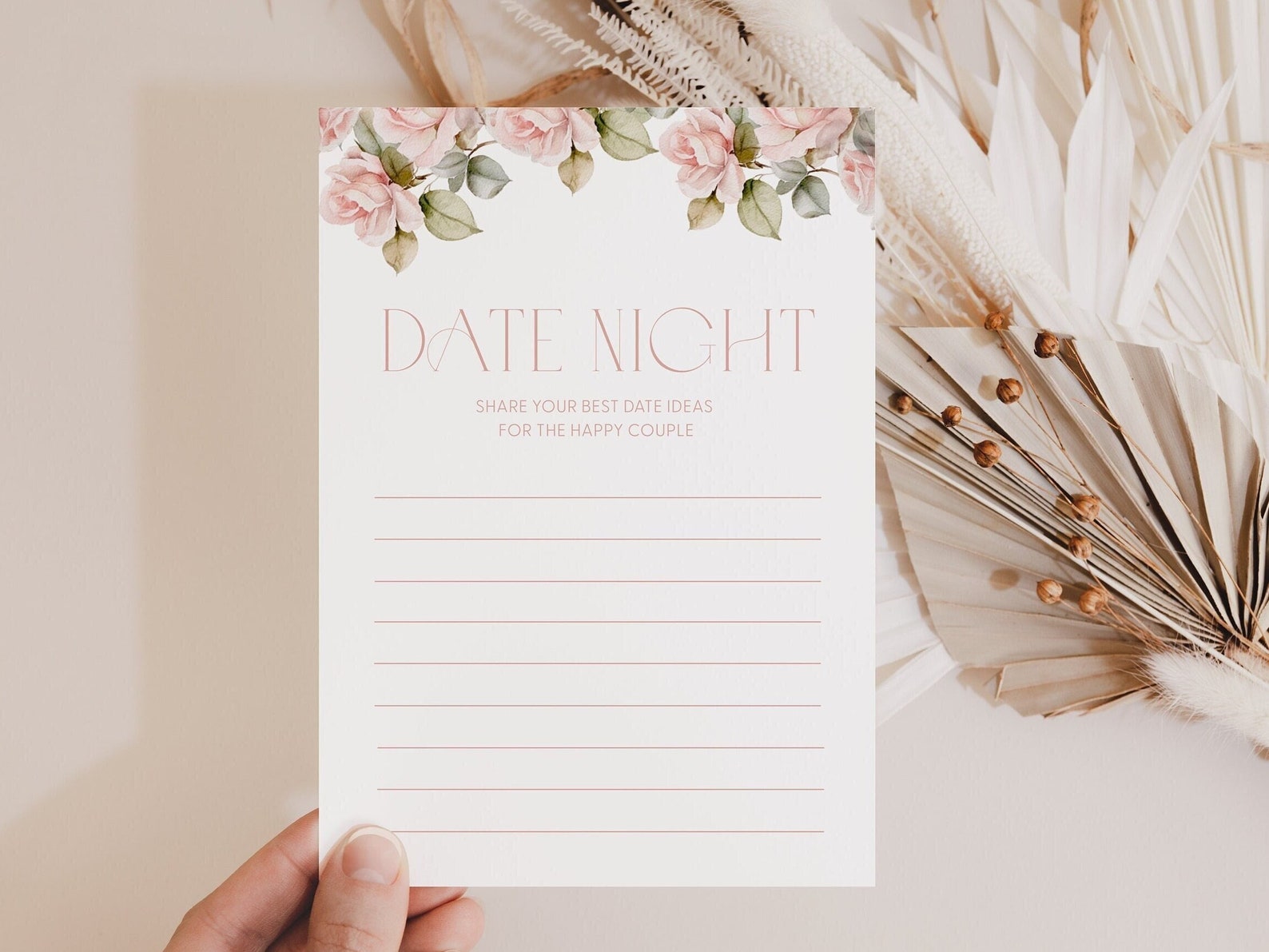 Dusty Pink Rose Date Night Ideas Card Pink Roses Date Night Ideas ...