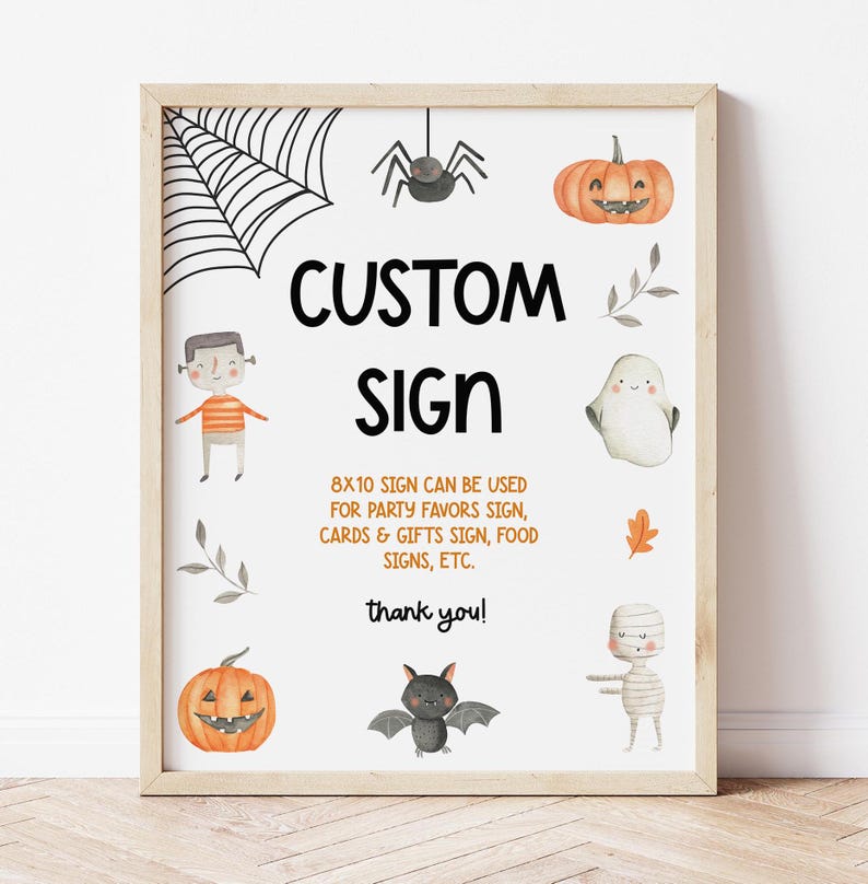 Cute Halloween Custom Sign Halloween Party Sign Halloween Bday Custom ...