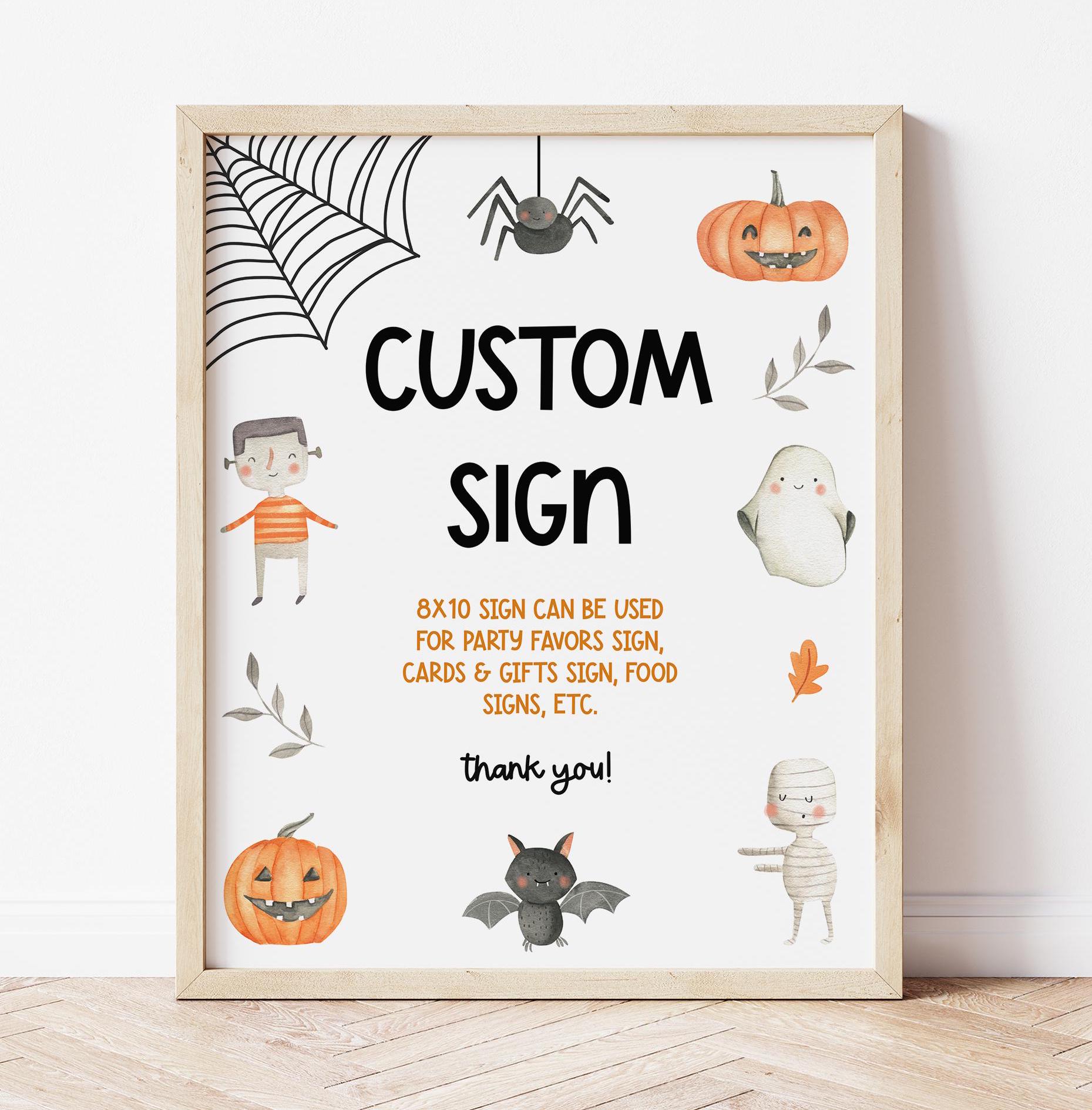Cute Halloween Custom Sign Halloween Party Sign Halloween Bday Custom ...