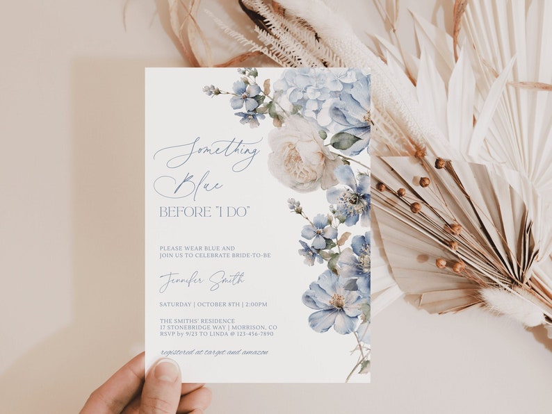 Something Blue Before I Do Bridal Shower Invitation Editable - Etsy