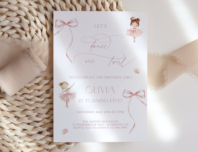 Ballerina Birthday Invitation Dance & Twirl Birthday Invitation ...