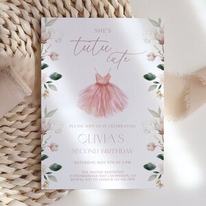 Pink Tutu Cute Bday Invitation Girl 2nd Bday Invite Ballerina Bday ...