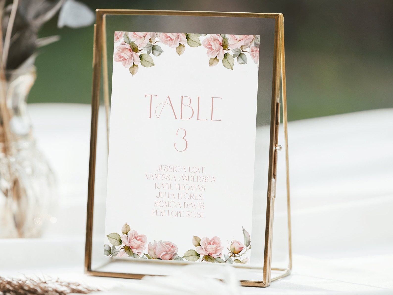 Dusty Pink Rose Table Numbers Sign Template Blush Pink Table Numbers ...