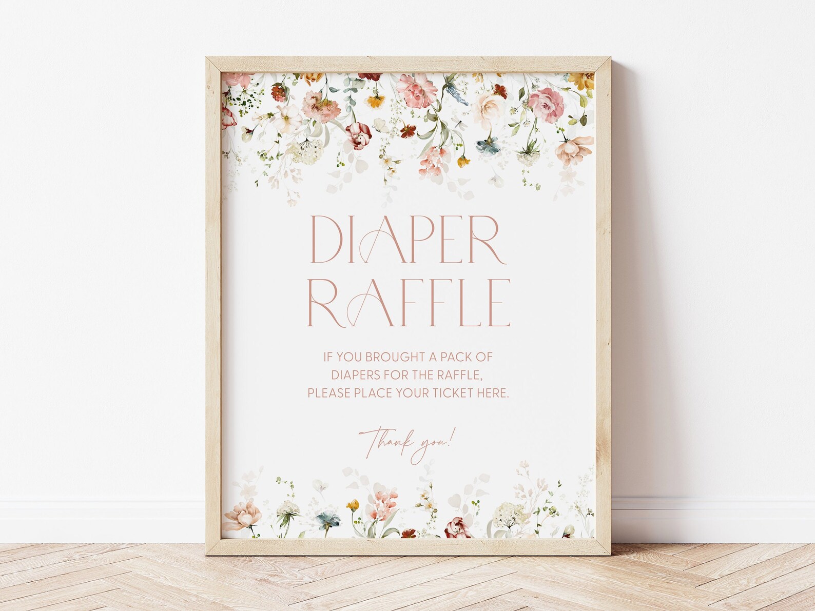 Chic Floral Diaper Raffle Baby Shower Sign Floral Diaper Raffle Sign ...