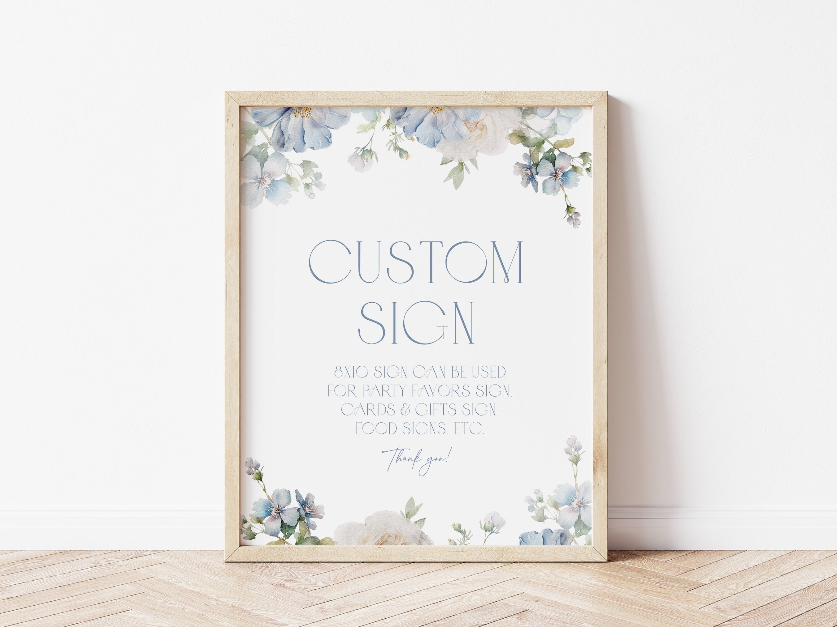 Dusty Blue Floral Custom Sign Template Fully Editable Custom Sign Dusty ...
