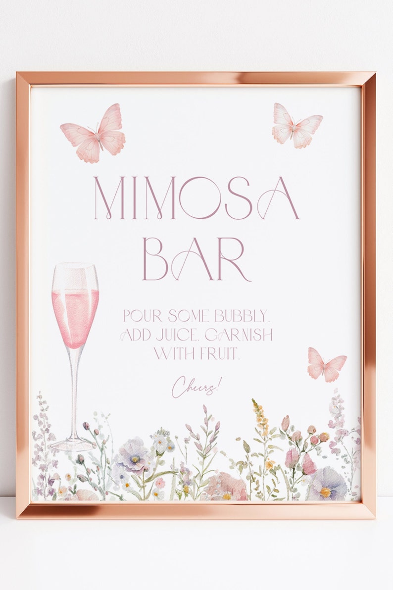 Floral Butterfly Mimosa Bar Sign Butterfly Mimosa Bar Sign Bridal ...