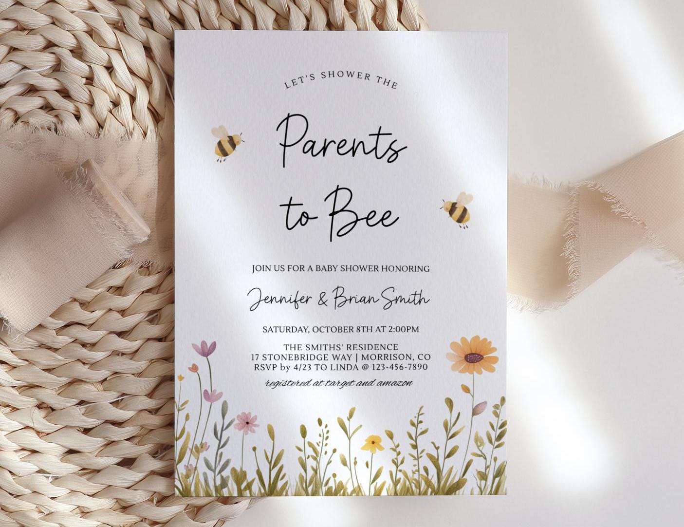 Parents to Bee Baby Shower Invitation Bee Baby Shower Invite Couples ...