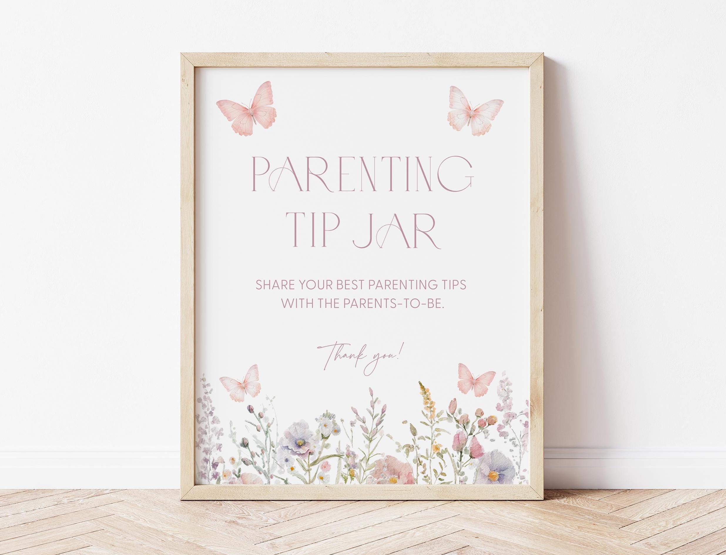 Butterfly Parenting Tip Jar Butterfly Baby Shower Butterfly Parenting ...