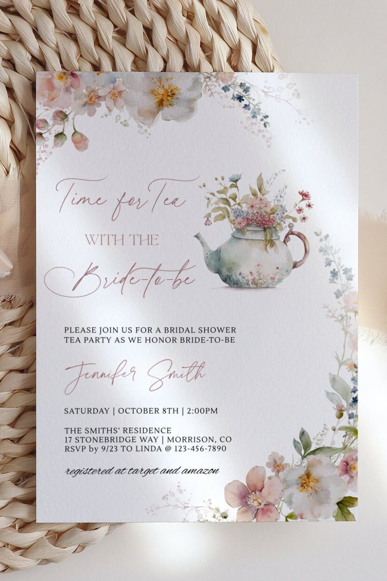Time for Tea With the Bride to Be Invitation Template Editable - Etsy