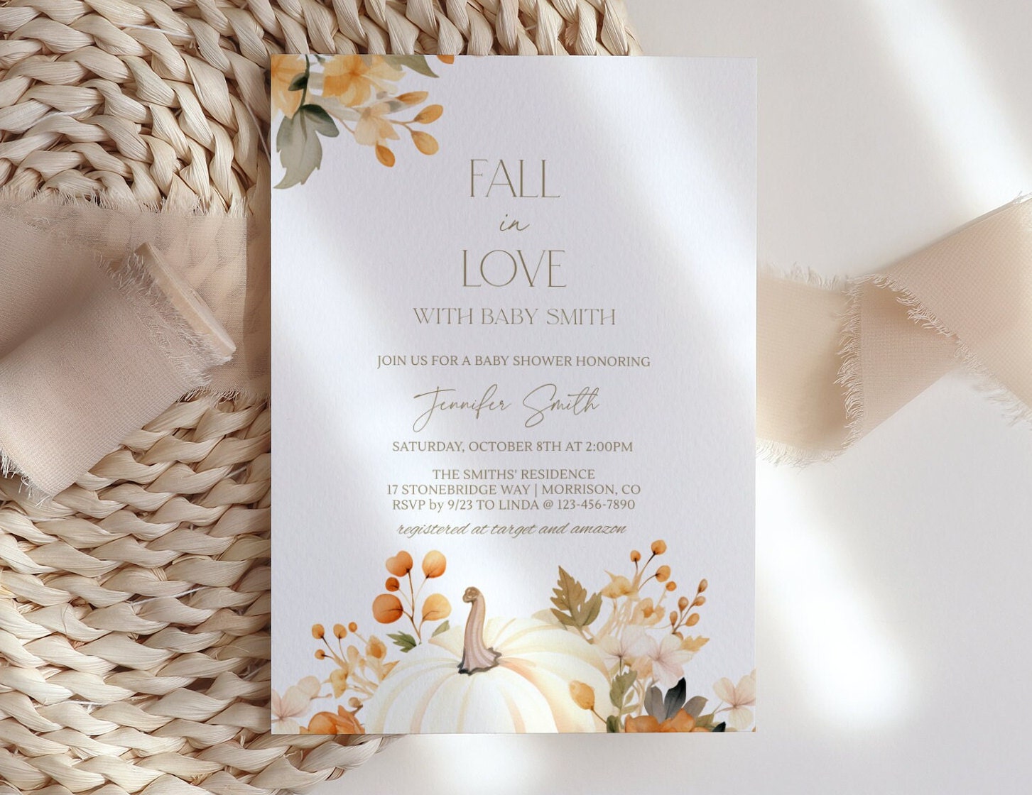 Fall in Love Baby Shower Invitation Fall Baby Shower Invitation Fall in ...
