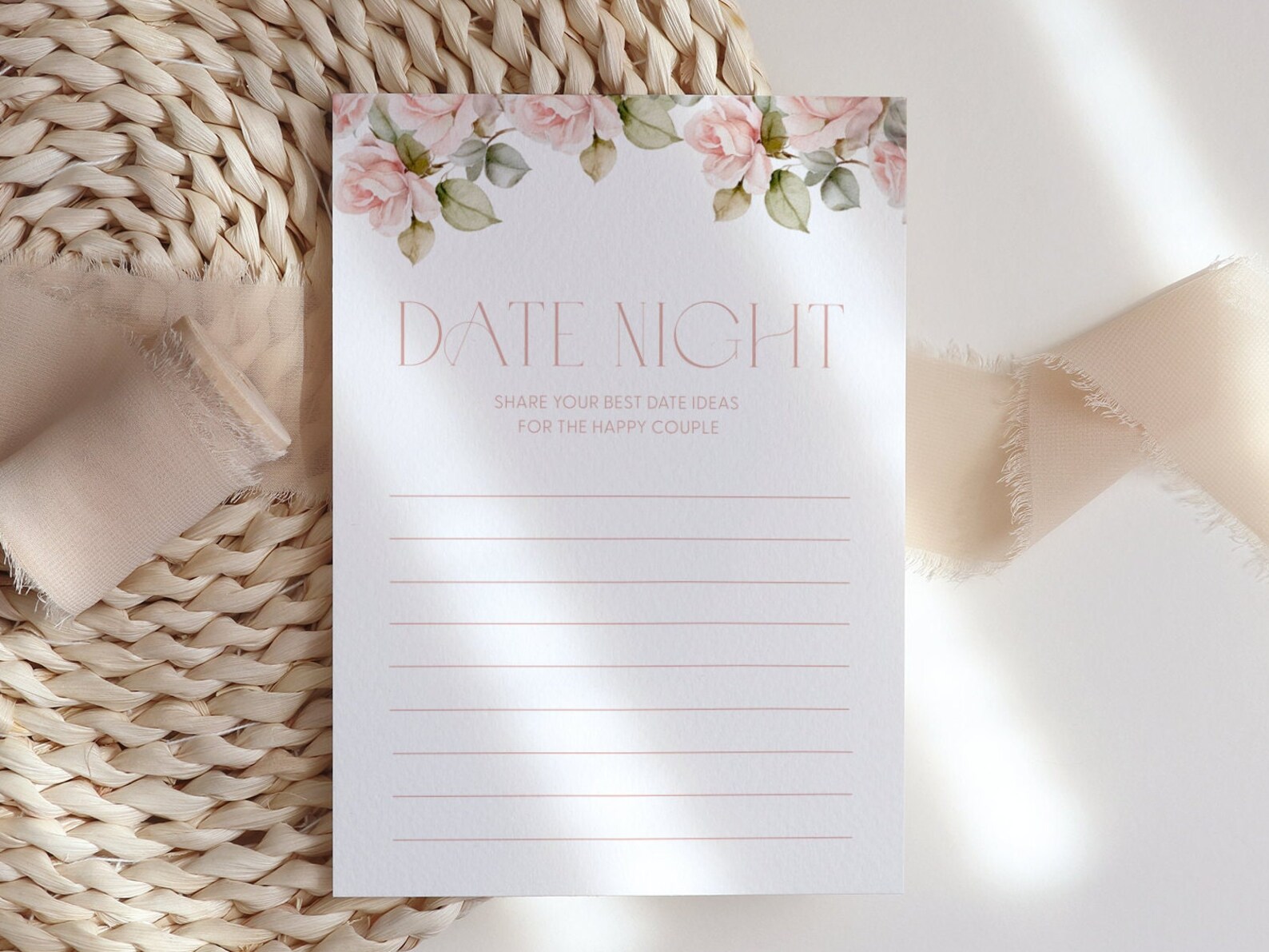Dusty Pink Rose Date Night Ideas Card Pink Roses Date Night Ideas ...