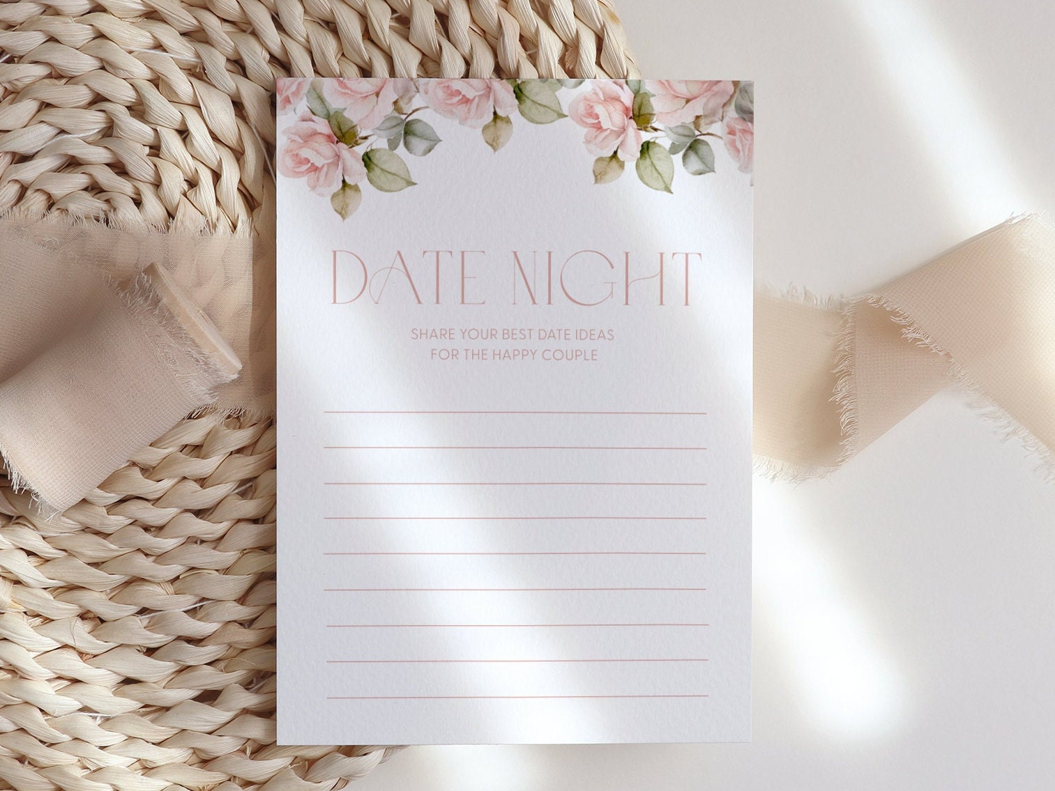 Dusty Pink Rose Date Night Ideas Card Pink Roses Date Night Ideas ...