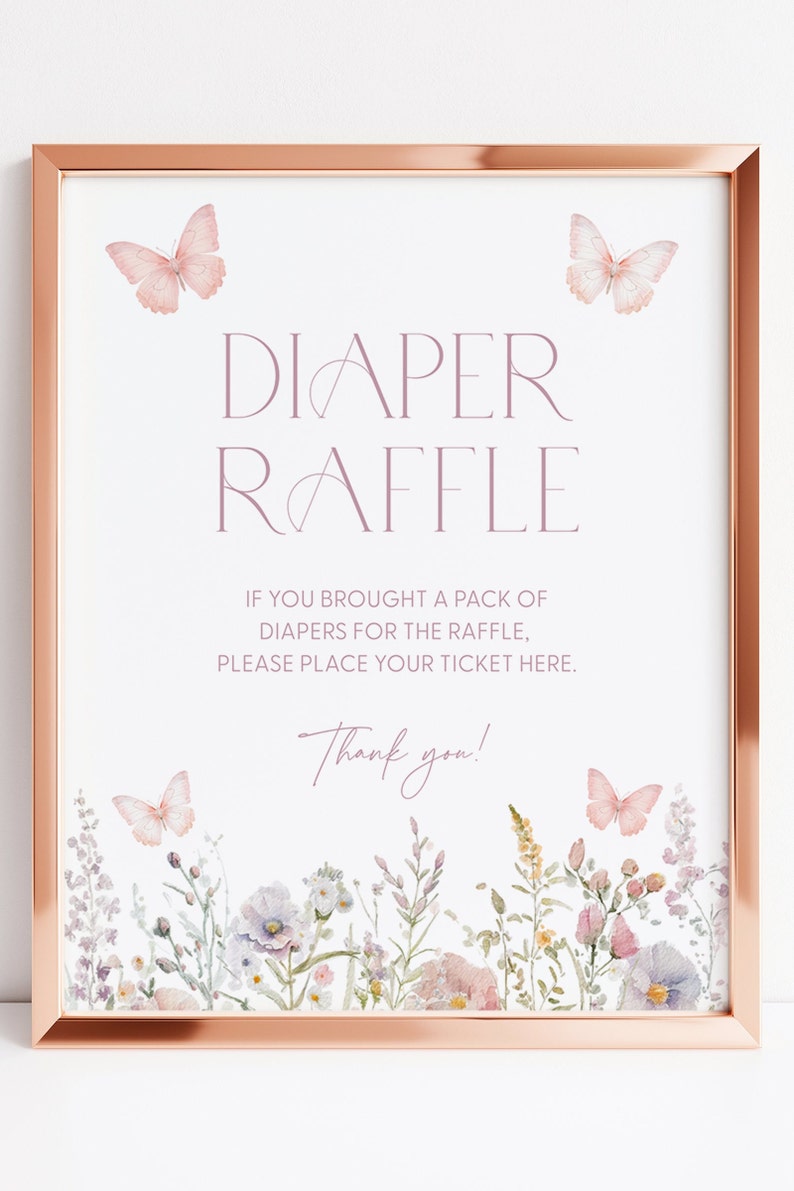 Butterfly Diaper Raffle Game Butterfly Baby Shower Game Butterfly ...