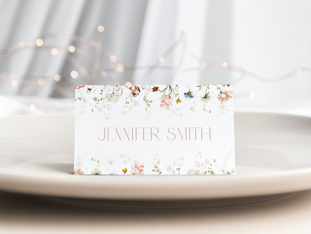 Chic Floral Place Card Template Wedding Place Cards Pink Floral Wedding ...