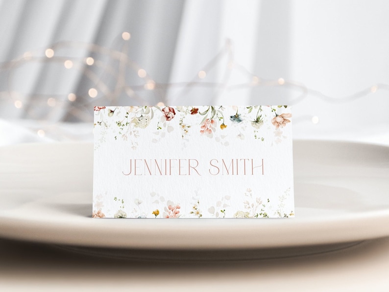 Chic Floral Place Card Template Wedding Place Cards Pink Floral Wedding ...