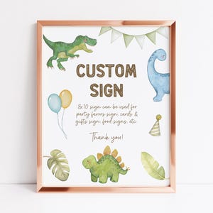 Dinosaur Custom Sign Dinosaur Party Sign Dinosaur Bday Custom Sign ...