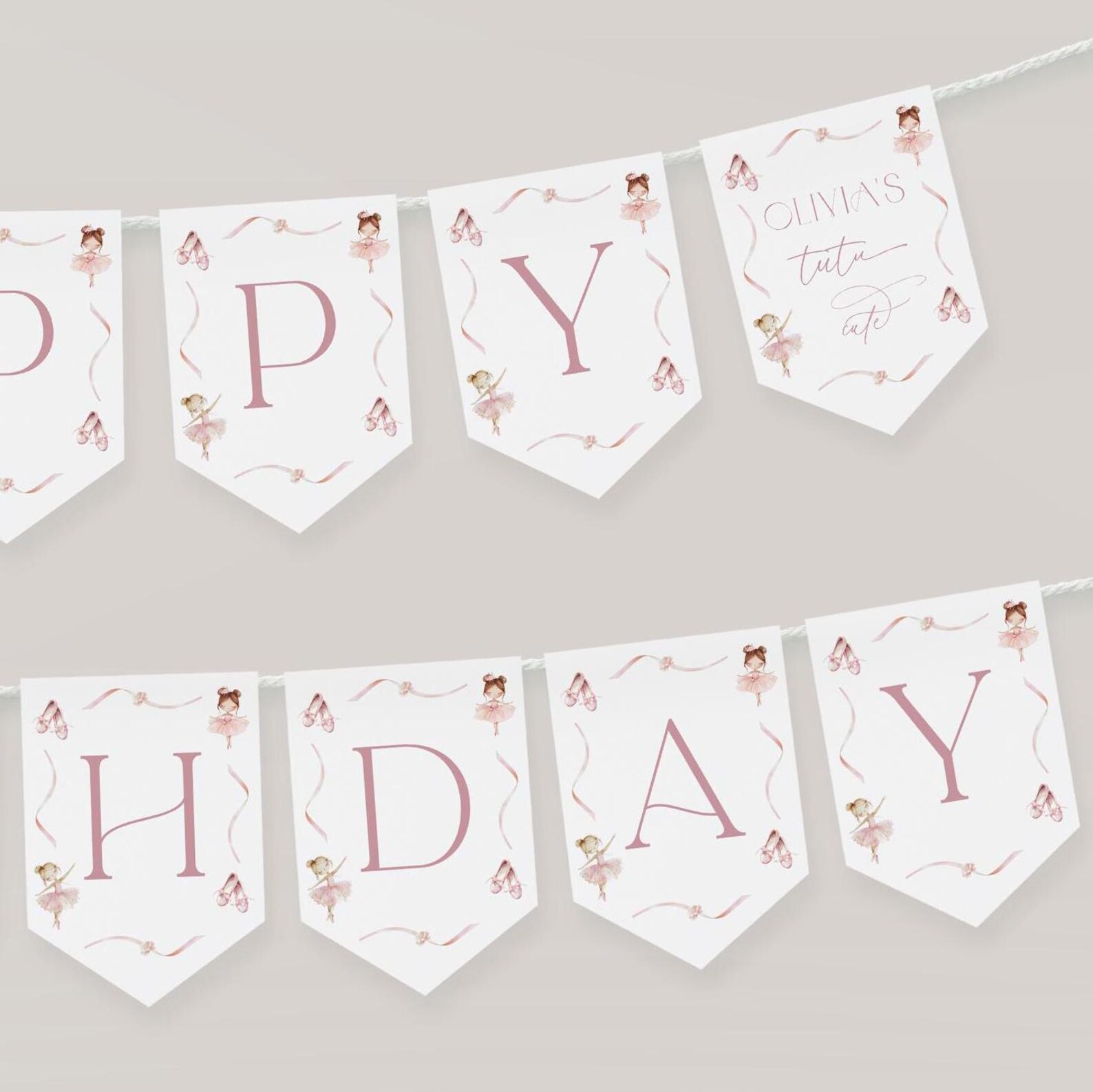 Tutu Cute Birthday Banner Printable Ballerina Birthday Banner Tutu ...