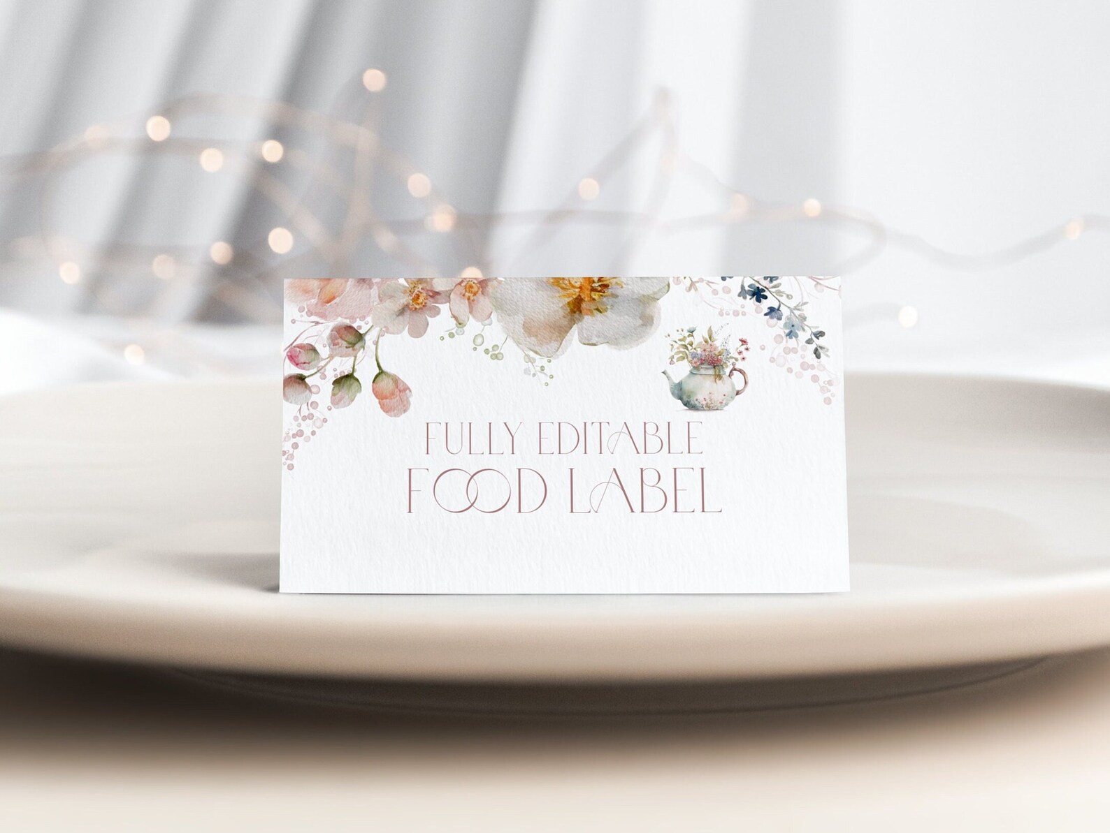 Floral Tea Party Food Label Template Tea Party Food Label Card Tea ...