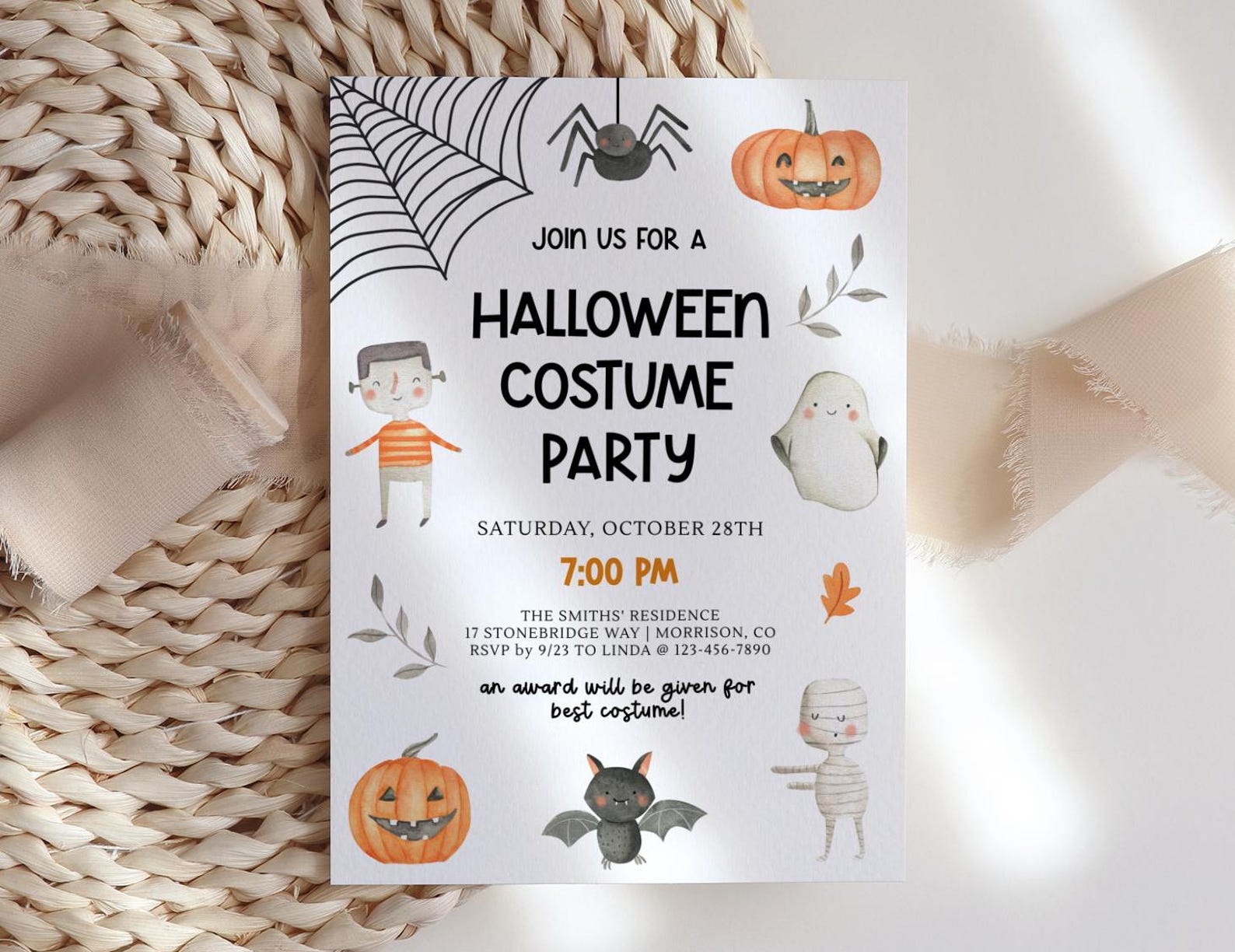 Cute Halloween Costume Party Invitation Kids Halloween Costume Party ...