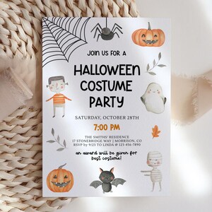 Cute Halloween Costume Party Invitation Kids Halloween Costume Party ...