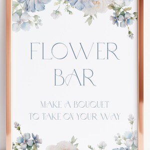Dusty Blue Flower Bar Sign Bridal Shower Flower Bar Sign Dusty Blue ...