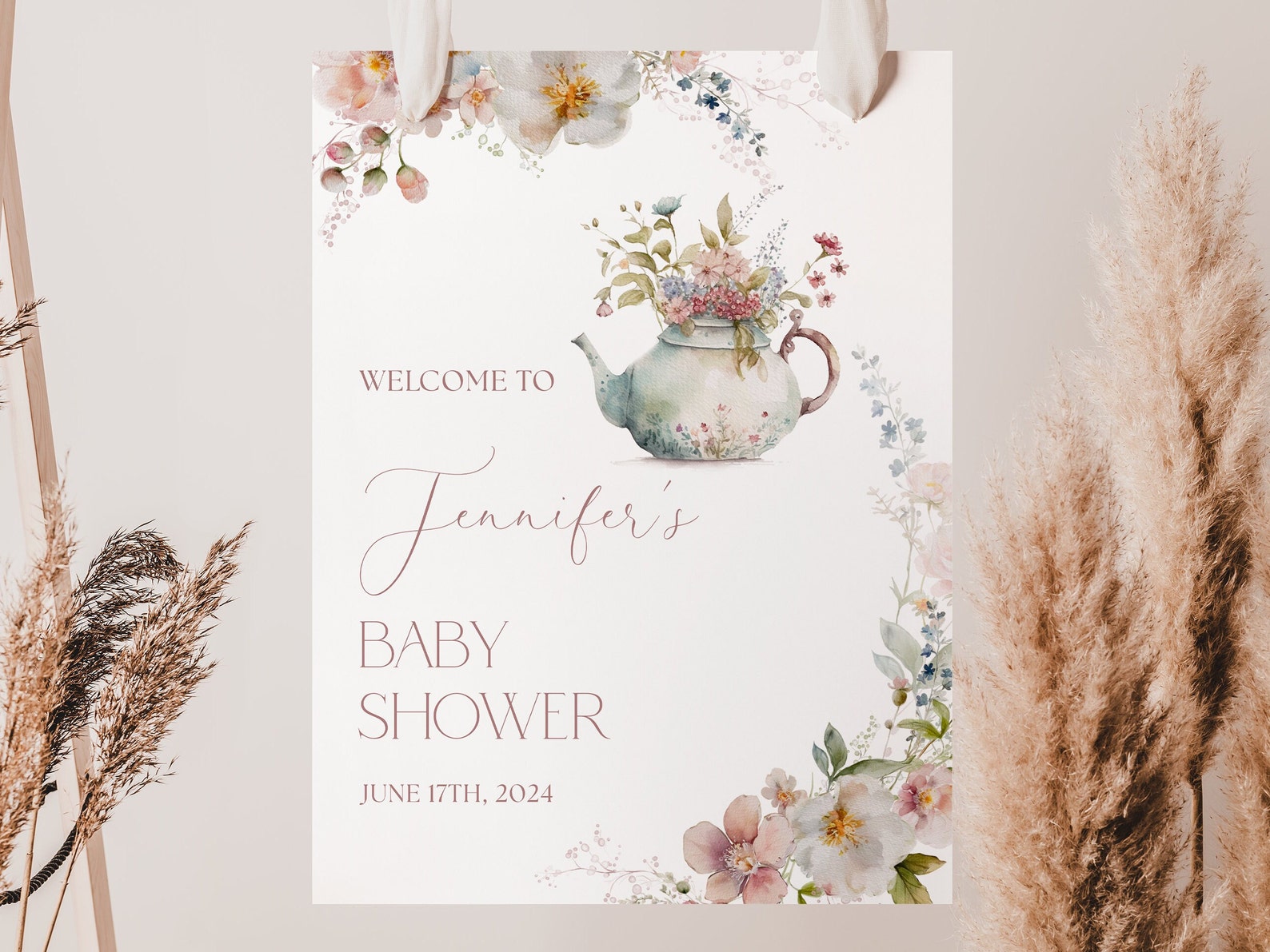 Tea Party Baby Shower Welcome Sign Template Baby Shower Tea Party ...
