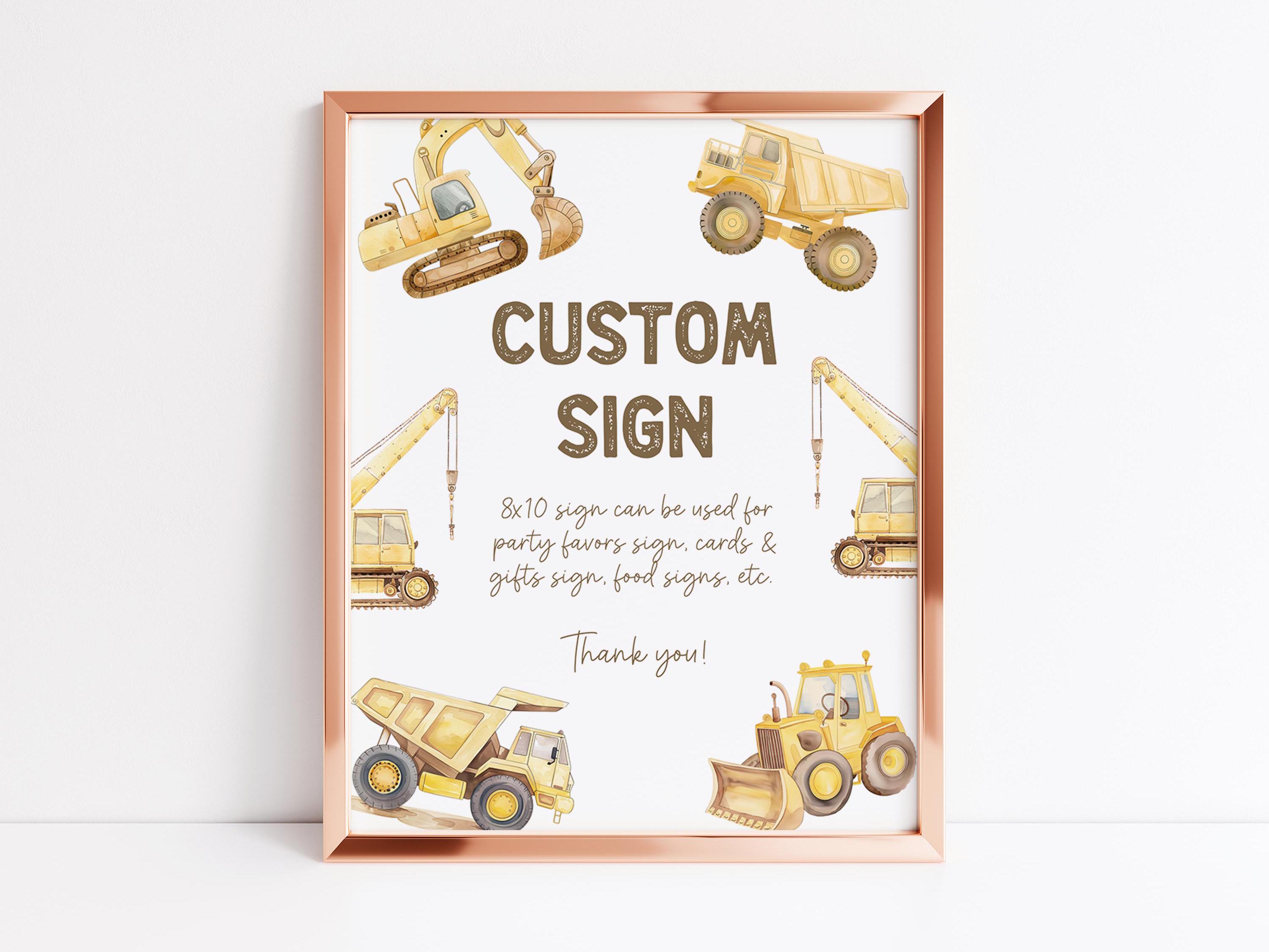 Construction Custom Sign Dump Truck Party Sign Construction Party ...
