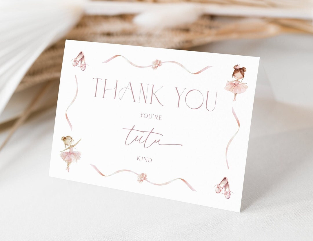 Tutu Thank You Card Tutu Cute Birthday Thank You Card Tutu Birthday ...