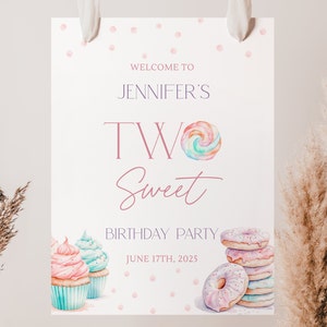 Two Sweet Birthday Welcome Sign Two Sweet Welcome Sign Girl 2nd ...