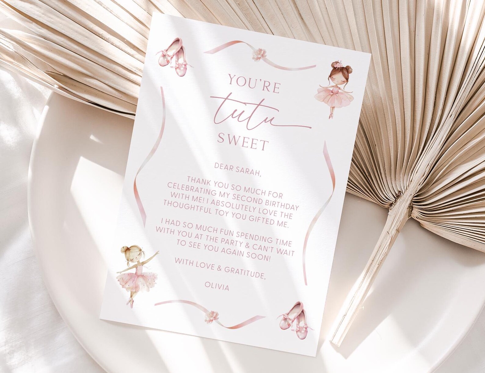 Tutu Sweet Thank You Card Ballerina Thank You Card Tutu Kind Thank You ...
