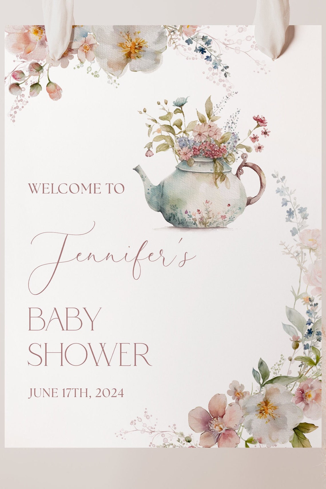 Tea Party Baby Shower Welcome Sign Template Baby Shower Tea Party ...