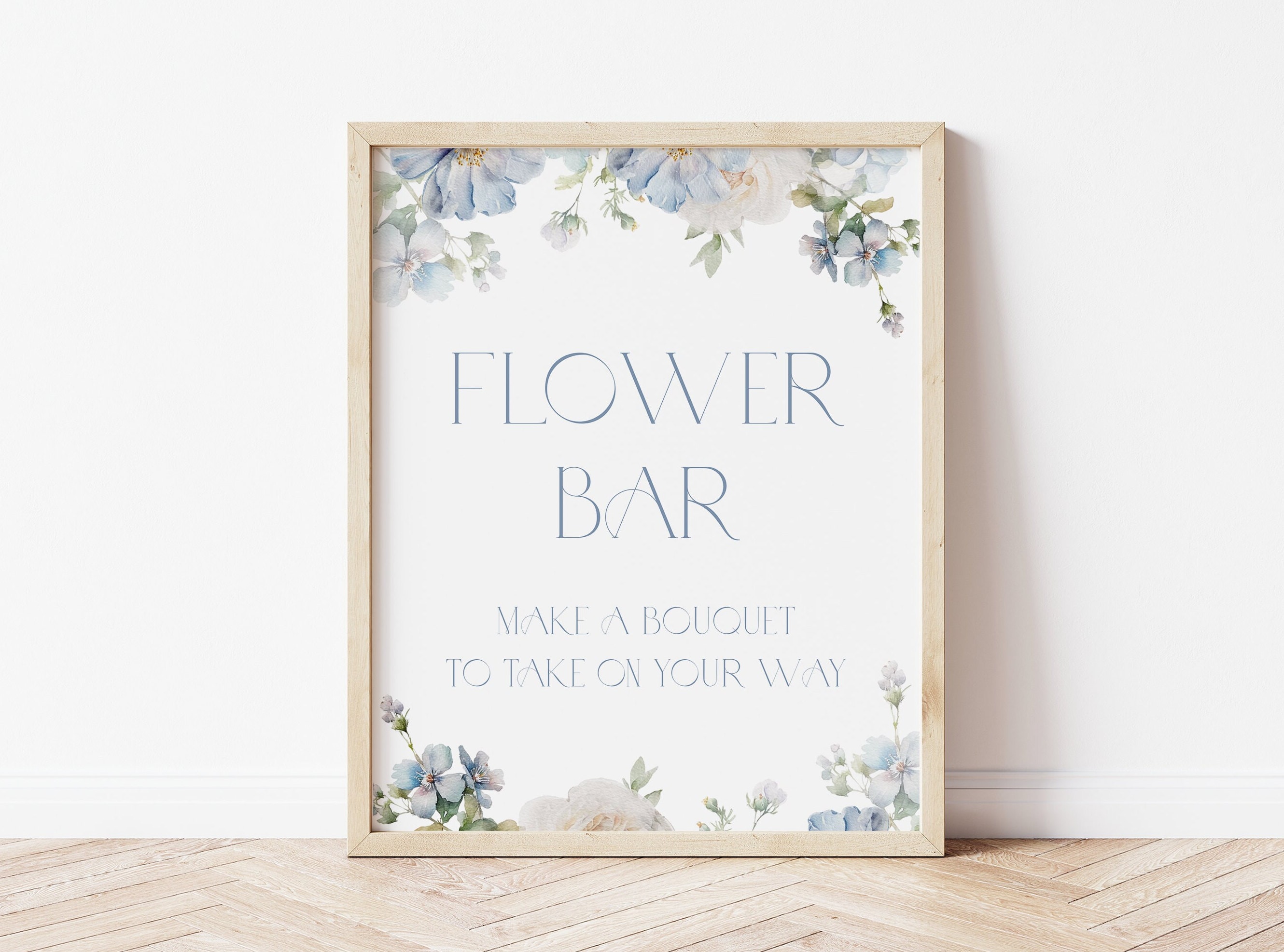 Dusty Blue Flower Bar Sign Bridal Shower Flower Bar Sign Dusty Blue ...