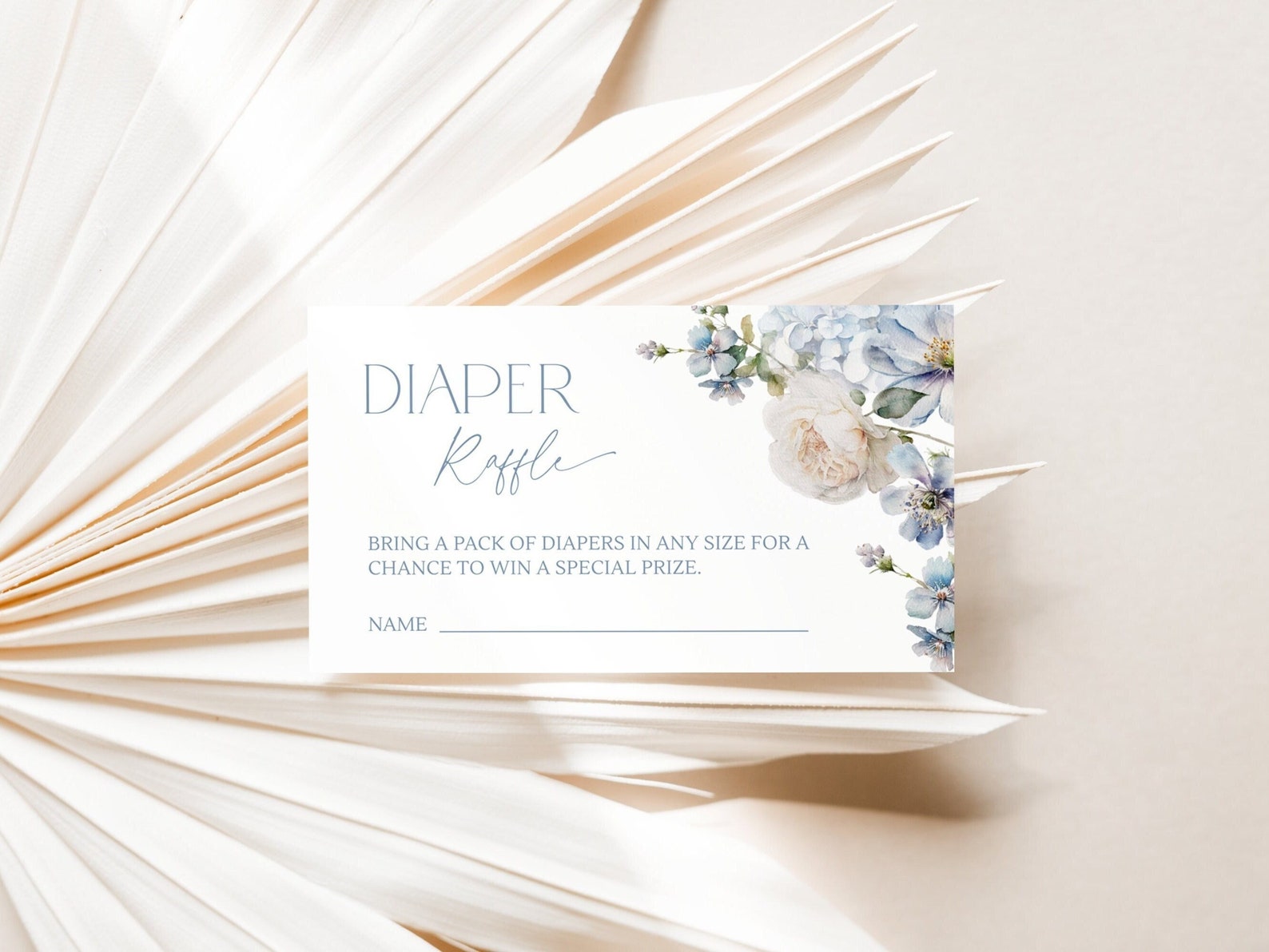 Dusty Blue Floral Diaper Raffle Card Baby Shower Diaper Raffle Tickets ...