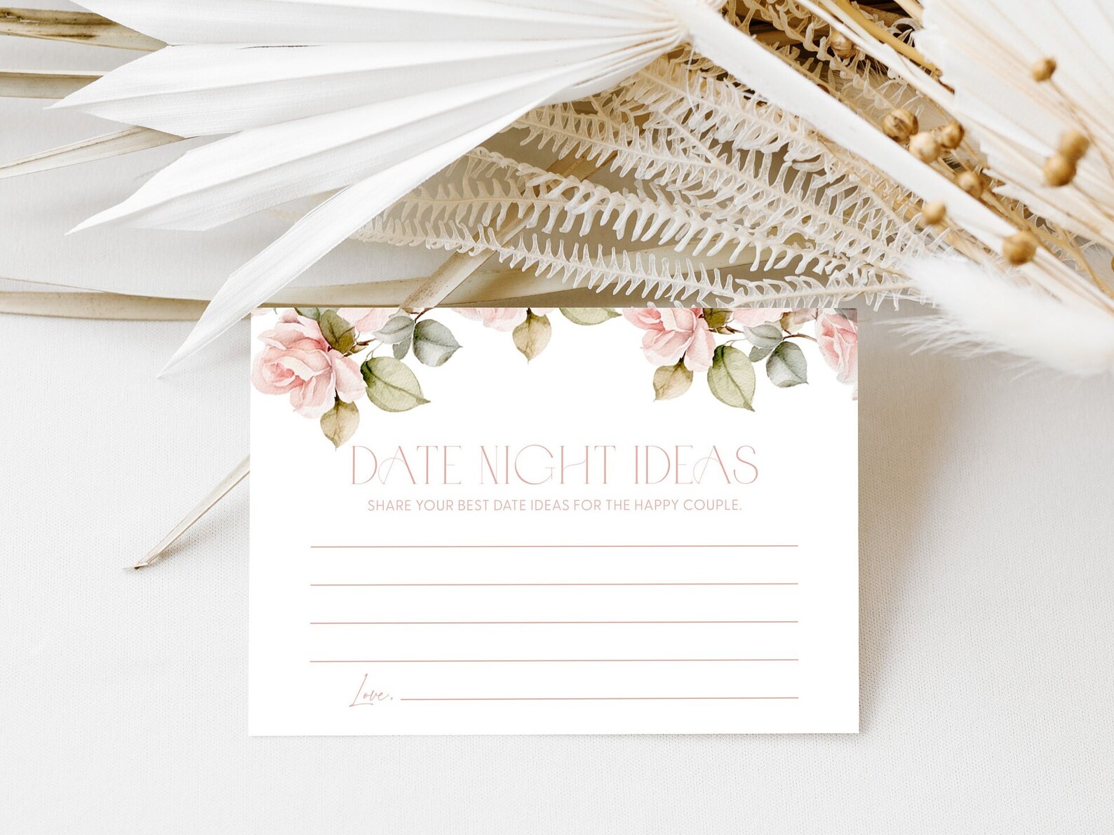 Dusty Pink Rose Date Night Jar Bridal Shower Sign Roses Date Night Sign ...