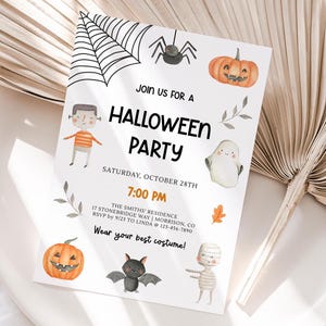 Cute Halloween Party Invitation Kids Halloween Party Invitation Digital ...