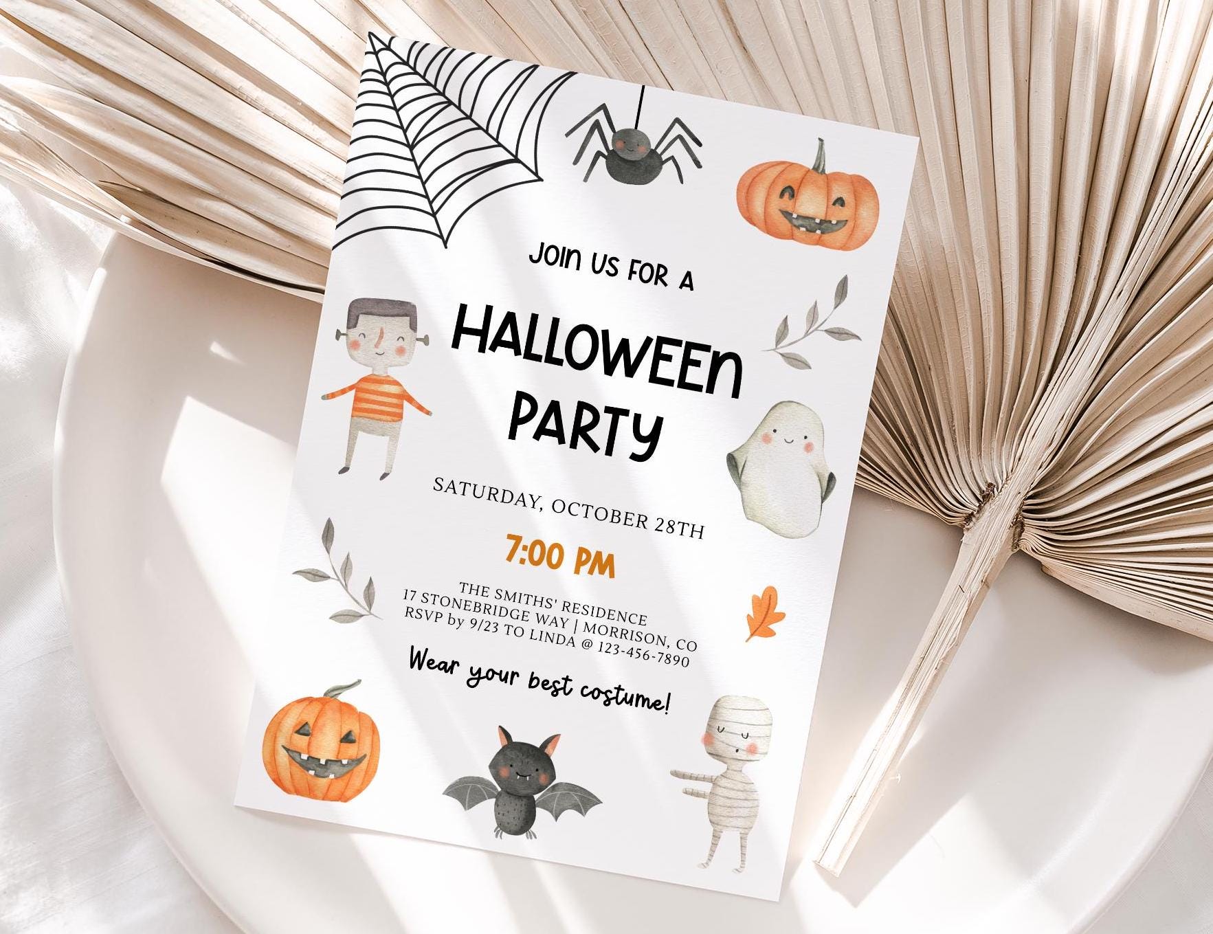 Cute Halloween Party Invitation Kids Halloween Party Invitation Digital ...