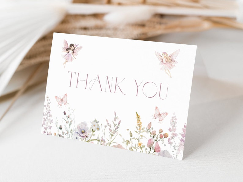 Fairy Thank You Card Fairy Birthday Thank You Card Fairy Party Thank ...