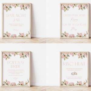 Dusty Pink Rose Bridal Shower Game Bundle Pink Bridal Shower Games ...