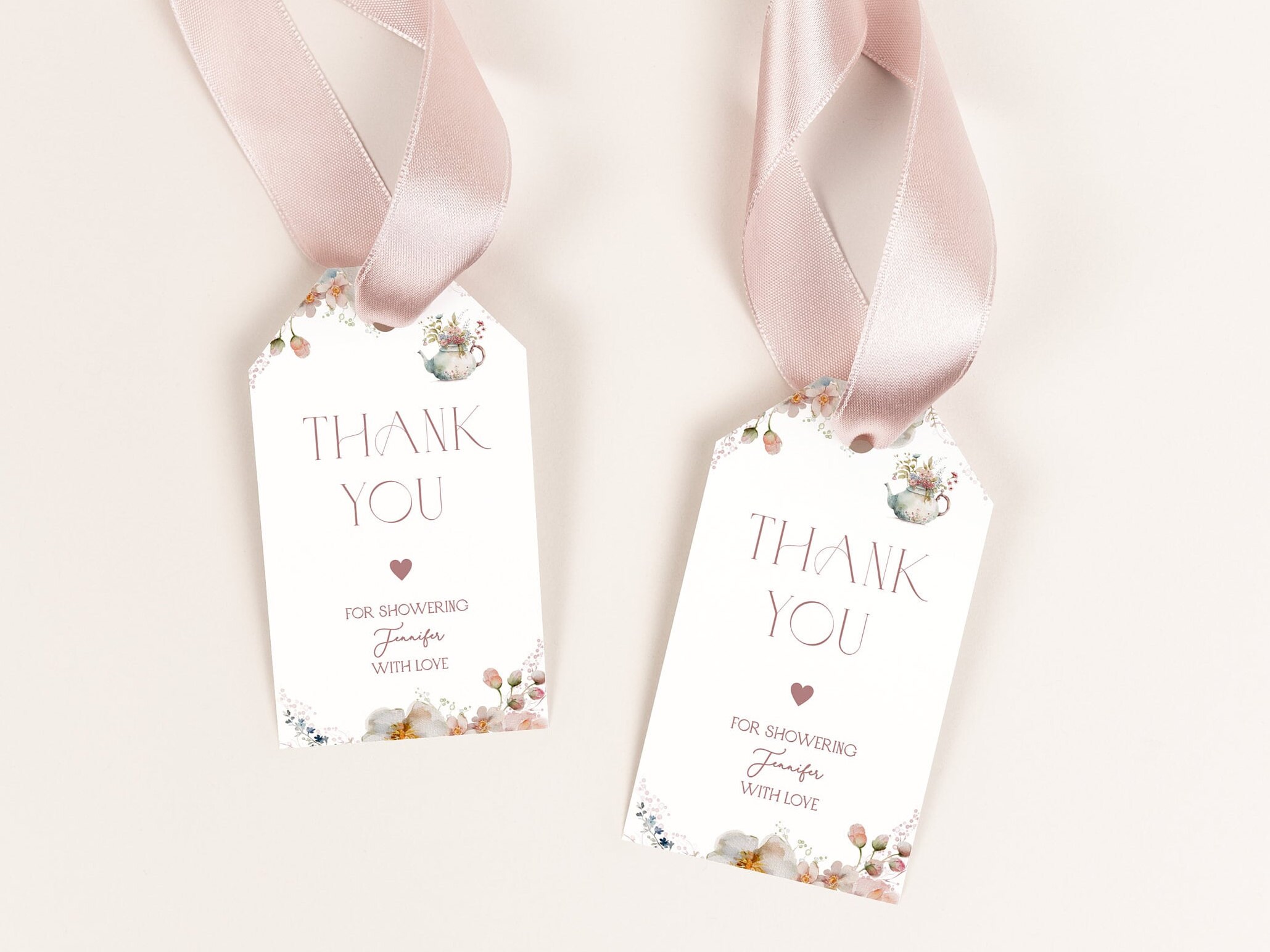 Floral Tea Party Favor Tag Template Baby Shower Party Favor Tag Tea ...