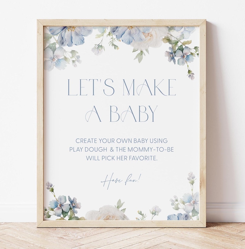 Dusty Blue Floral Let's Make A Baby Game Play Dough Baby Game Dusty ...