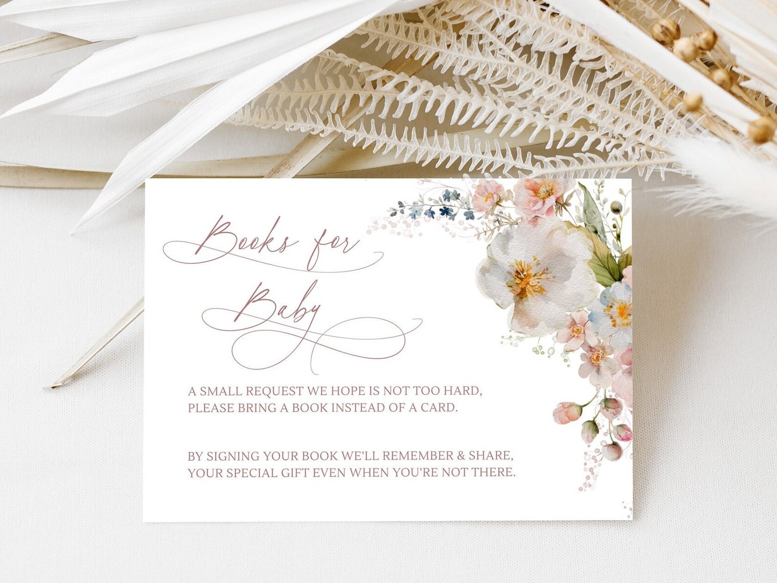 Floral Garden Books for Baby Card Baby Shower Books for Baby Insert ...