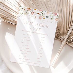 Chic Floral Baby Animal Baby Shower Game Baby Animal Game Printable ...