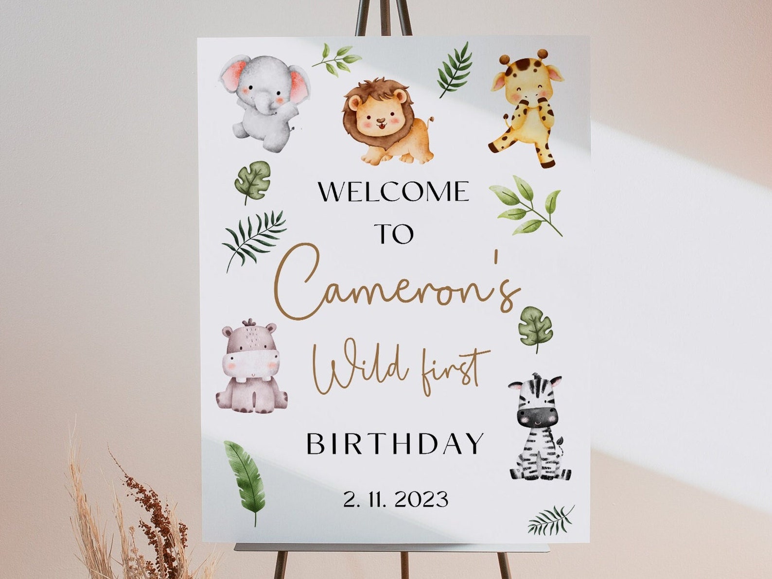 Wild One First Birthday Party Welcome Sign | Safari Jungle Birthday ...